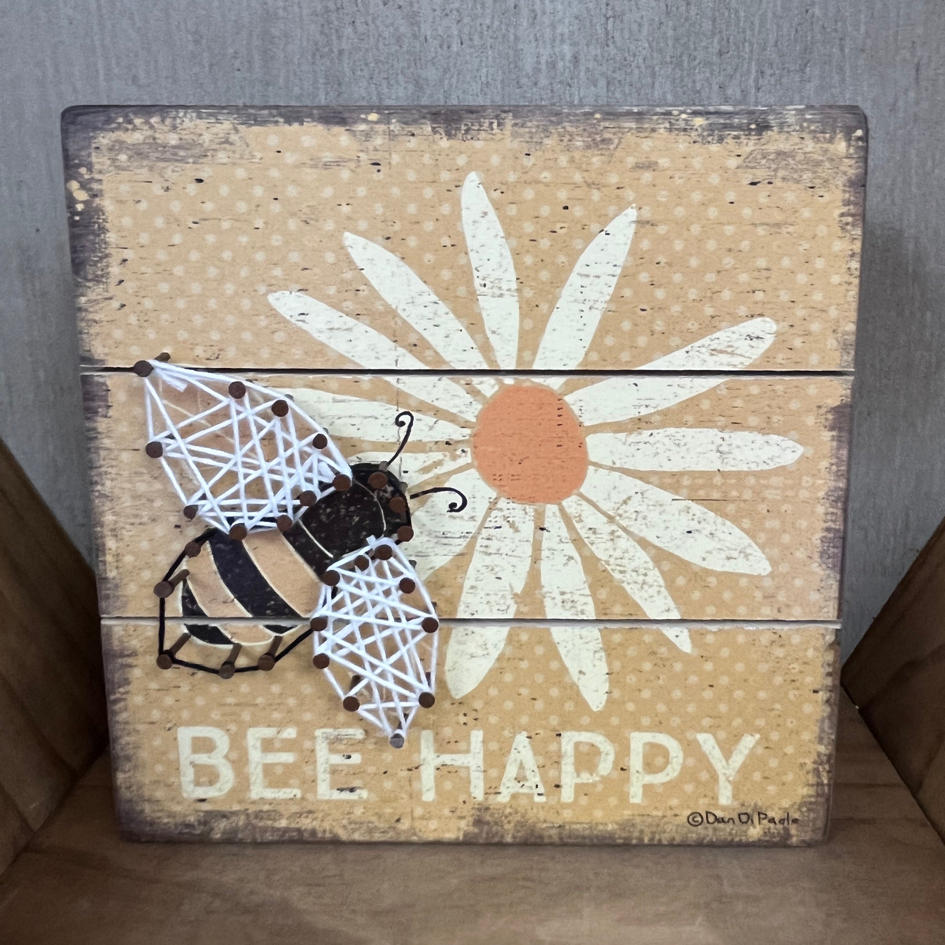 Bee Happy Slat String Art Sign – Pigeon Mountain Trading Company