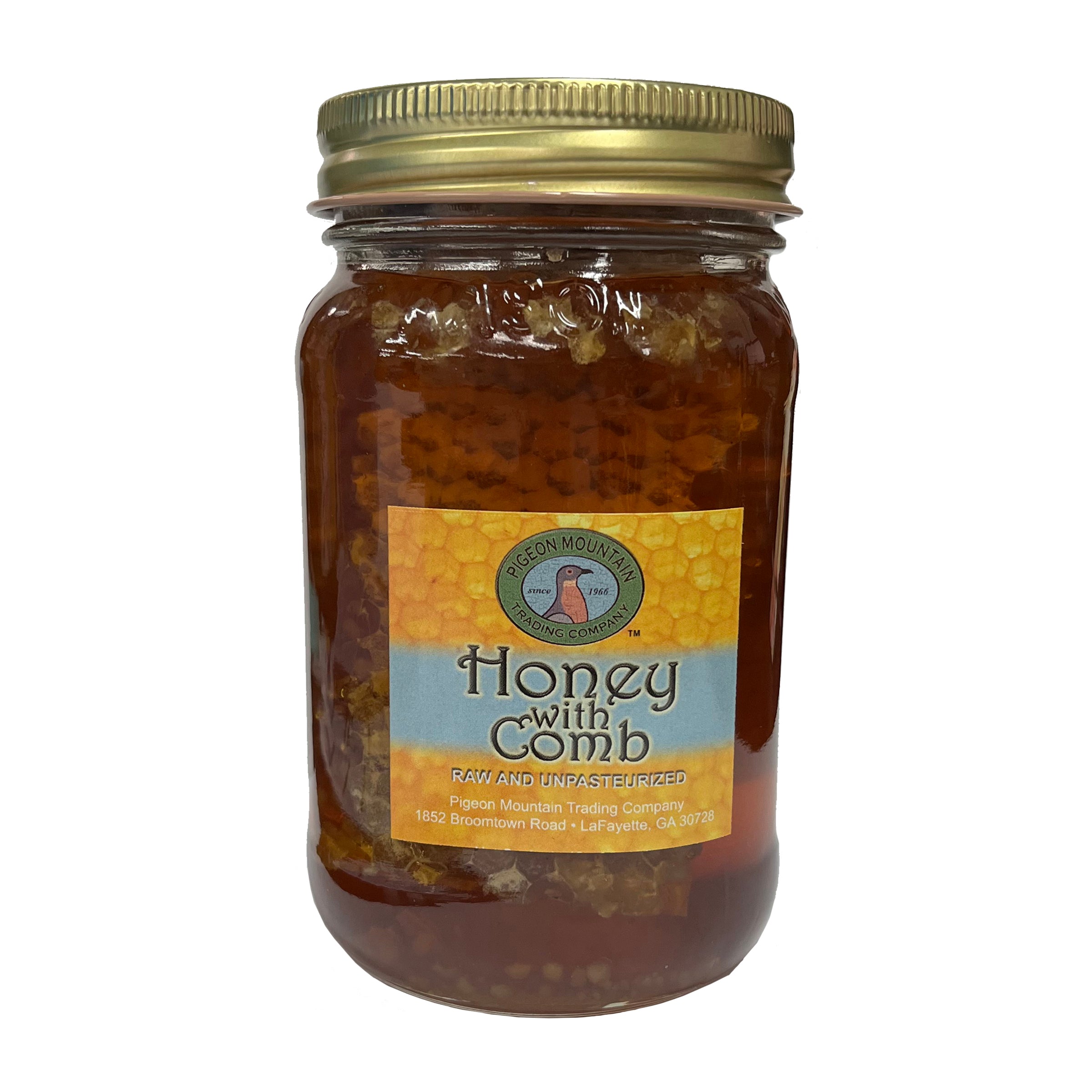 Honey WITH Comb in Glass Mason Jar – Pigeon Mountain Trading Company